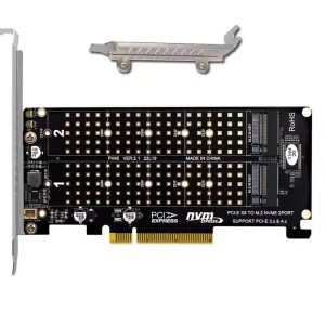 Dual (2) M.2 to PCIe x8 NVMe SSD Adapter
